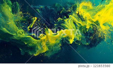 Abstract green and yellow paint explosion on...のイラスト素材 [121653560] - PIXTA