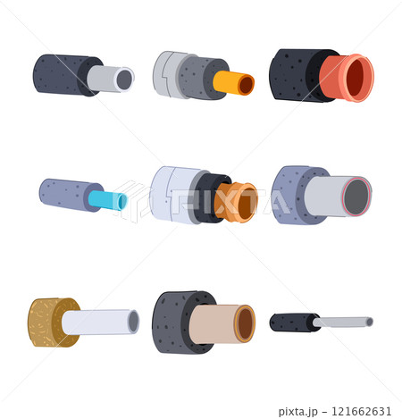 pipe insulation set cartoon vector illustrationのイラスト素材 [121662631] - PIXTA