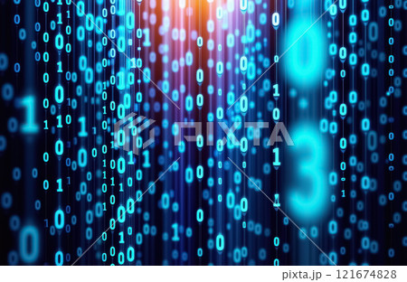 Glowing blue digital binary code background...のイラスト素材 [121674828] - PIXTA