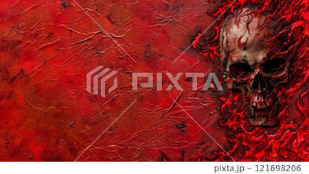 Engulfed in fiery tendrils and emerging from a...のイラスト素材 [121698206 ...