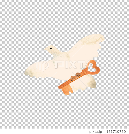 White dove flying with a golden key in its...のイラスト素材 [121710730] - PIXTA