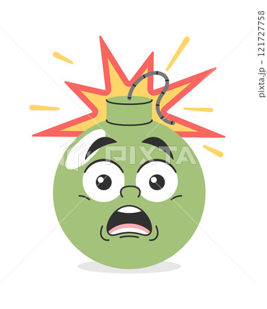 Scared comic bomb character expressionのイラスト素材 [121727758] - PIXTA