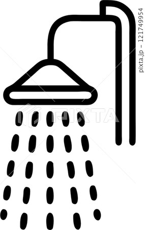 Shower in outline icon style, daily life theme.のイラスト素材 [121749954] - PIXTA