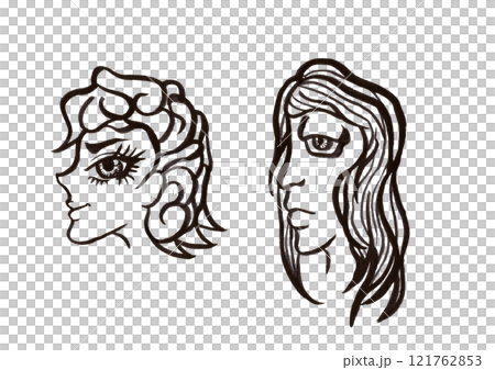 Profile (Face only) / Face (Face only) / (Face... - Stock Illustration ...