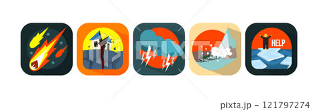 Natural Disasters and Catastrophe with Extreme...のイラスト素材 [121797274 ...