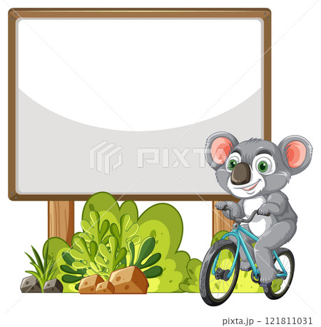 Koala Riding Bicycle Near Signboardのイラスト素材 [121811031] - PIXTA