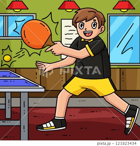 Table Tennis Player Smashing the Ball Colored のイラスト素材 [121823434] - PIXTA