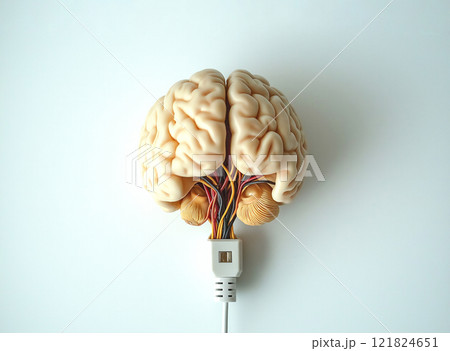 human brain with wires and power connection,...のイラスト素材 [121824651] - PIXTA
