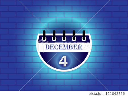 December 4th calendar page on a blue brick...のイラスト素材 [121842736] - PIXTA