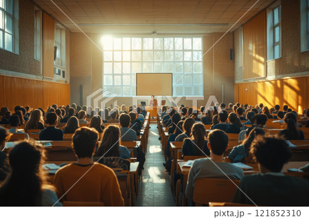 A packed university lecture hall, filled with...のイラスト素材 [121852310] - PIXTA