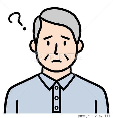 シニア男性（困る・マーク3）のイラスト素材 [121879111] - PIXTA