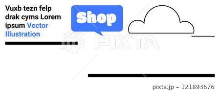 Blue shop sign text inside a speech bubble with...のイラスト素材 [121893676 ...