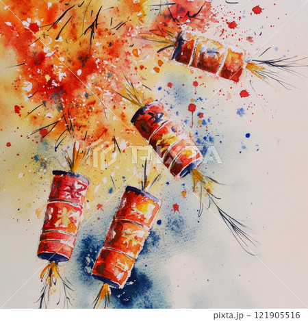 Hand painted watercolor depiction of colorful...のイラスト素材 [121905516] - PIXTA
