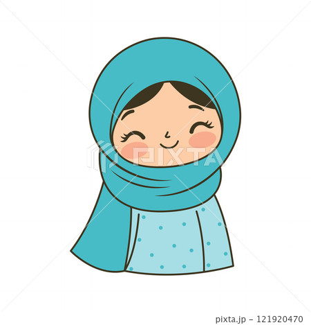 Pretty Islamic Muslim Girl Cartoon Character...のイラスト素材 [121920470] - PIXTA