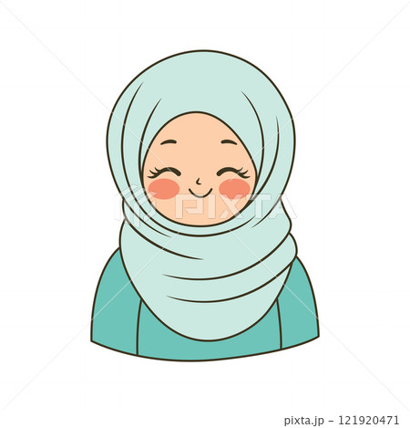 Pretty Islamic Muslim Girl Cartoon Character...のイラスト素材 [121920471] - PIXTA