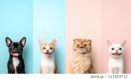 Animal welfare banner featuring smiling pets...のイラスト素材 [121924712] - PIXTA