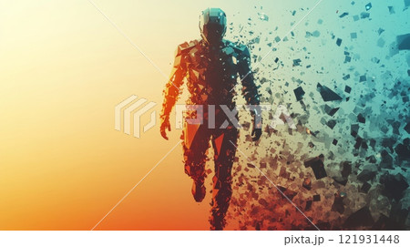 Astronaut disintegrating into particles while...のイラスト素材 [121931448] - PIXTA
