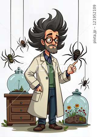 Scientist in lab with spiders.のイラスト素材 [121952109] - PIXTA