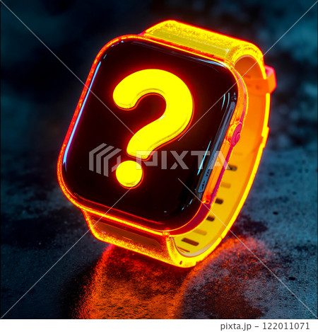 A yellow watch with a question mark on the screenのイラスト素材 [122011071 ...