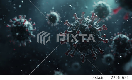 The image shows a cluster of coronavirus...のイラスト素材 [122061626] - PIXTA