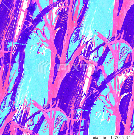 Repeated seamless pattern of a various tree...のイラスト素材 [122065194] - PIXTA