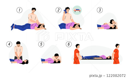 CPR aid. Medical cardiopulmonary resuscitation...のイラスト素材 [122082072] - PIXTA