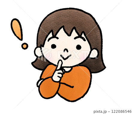 思いついた女の子の手描きイラストのイラスト素材 [122086546] - PIXTA