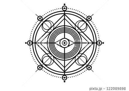 All seeing eye on Sacred Geometry, mystical...のイラスト素材 [122089898] - PIXTA