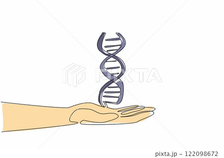 Continuous one line drawing DNA symbol on open...のイラスト素材 [122098672 ...