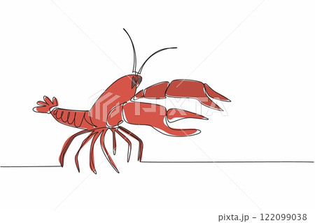 Continuous one line drawing crawfish posing....のイラスト素材 [122099038] - PIXTA