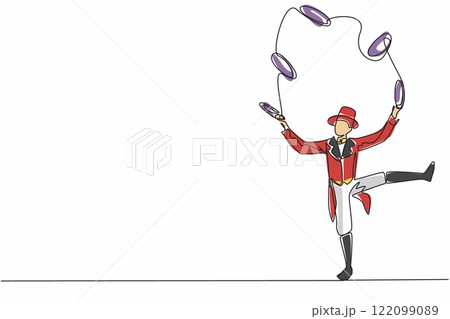 Single continuous line drawing male juggler...のイラスト素材 [122099089] - PIXTA