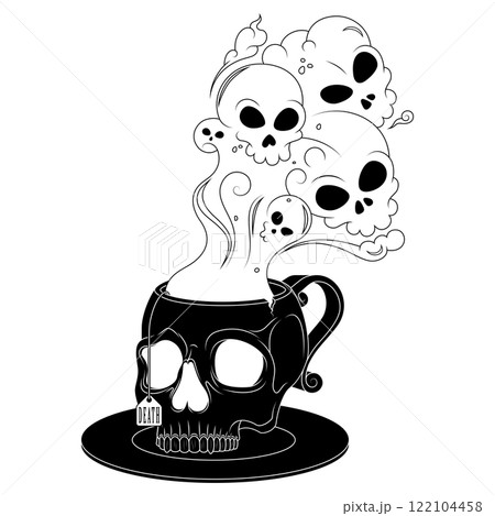 Skull Shaped Tea Cup With Toxic Death Smokeのイラスト素材 [122104458] - PIXTA