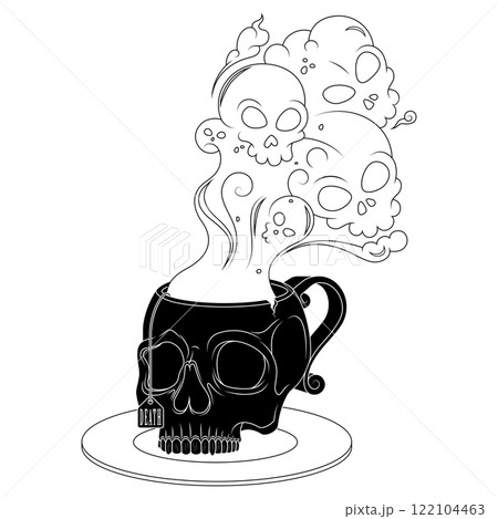 Skull Shaped Tea Cup With Toxic Death Smokeのイラスト素材 [122104463] - PIXTA