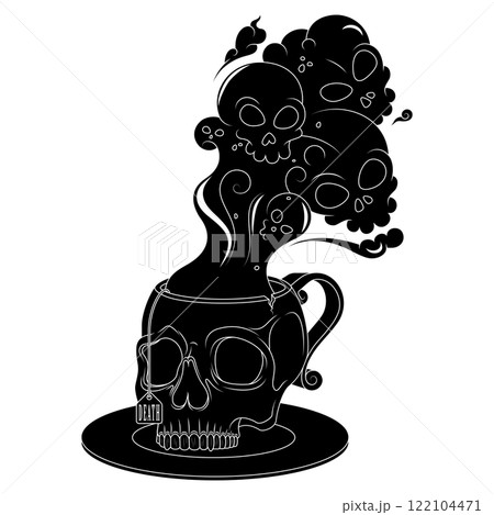 Skull Shaped Tea Cup With Toxic Death Smokeのイラスト素材 [122104471] - PIXTA