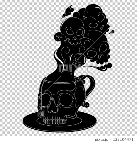 Skull Shaped Tea Cup With Toxic Death Smokeのイラスト素材 [122104471] - PIXTA