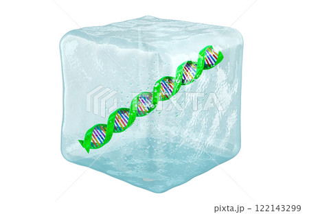 DNA spiral frozen in ice cube, 3D renderingのイラスト素材 [122143299] - PIXTA