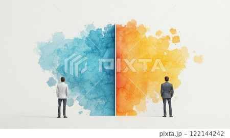 Two Businessmen Facing Opposite Directions with...のイラスト素材 [122144242 ...