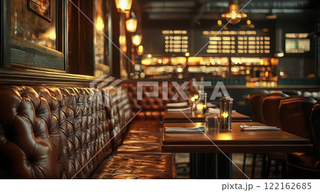 Inviting Leather Booths in Cozy Cafe or Bar...のイラスト素材 [122162685] - PIXTA