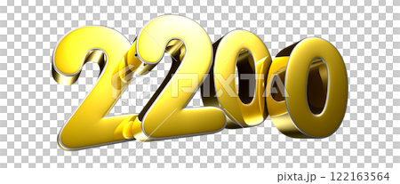 Golden number 2200 3D illustrationのイラスト素材 [122163564] - PIXTA