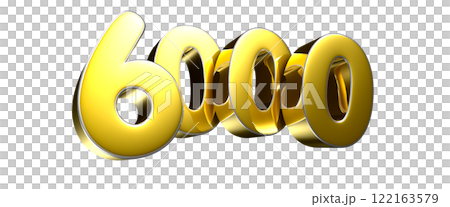 Golden number 6000 3D illustrationのイラスト素材 [122163579] - PIXTA