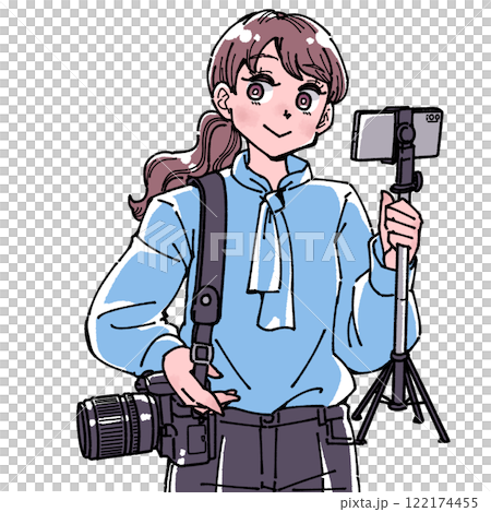 カメラを持つ女性のイラストのイラスト素材 122174455 Pixta