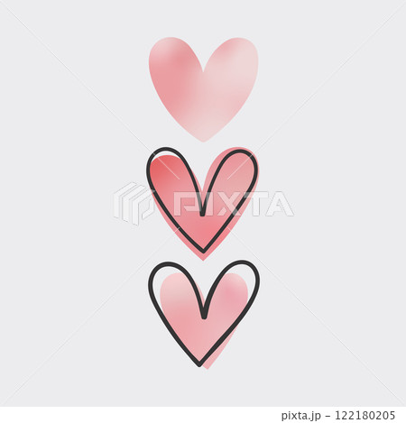 Vector illustration. Three pink hearts with a...のイラスト素材 [122180205] - PIXTA