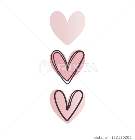 Vector illustration. Three pink hearts in a...のイラスト素材 [122180206] - PIXTA