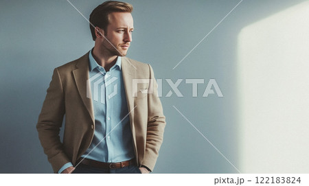 Handsome English man model dressed up smart...のイラスト素材 [122183824] - PIXTA