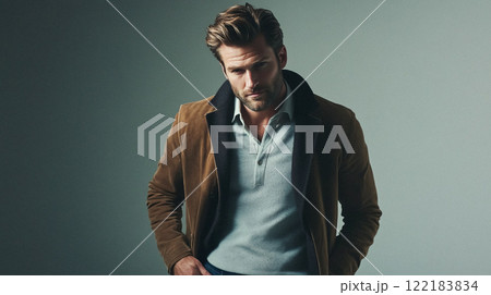 Handsome English man model dressed up smart...のイラスト素材 [122183834] - PIXTA