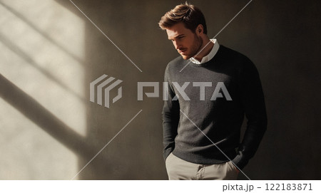 Handsome English man model dressed up smart...のイラスト素材 [122183871] - PIXTA