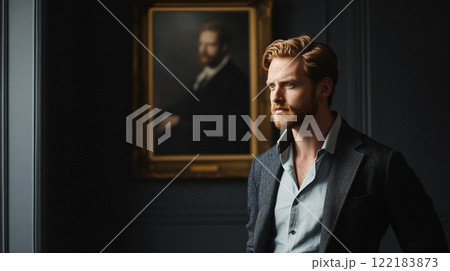 Handsome English man model dressed up smart...のイラスト素材 [122183873] - PIXTA