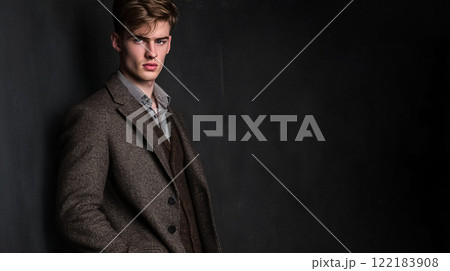 Handsome English man model dressed up smart...のイラスト素材 [122183908] - PIXTA