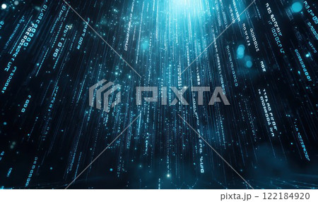 Dynamic binary code visualization with blue...のイラスト素材 [122184920] - PIXTA