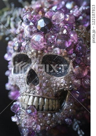 Skull with a lot of precious stones. Close-up.のイラスト素材 [122187813] - PIXTA